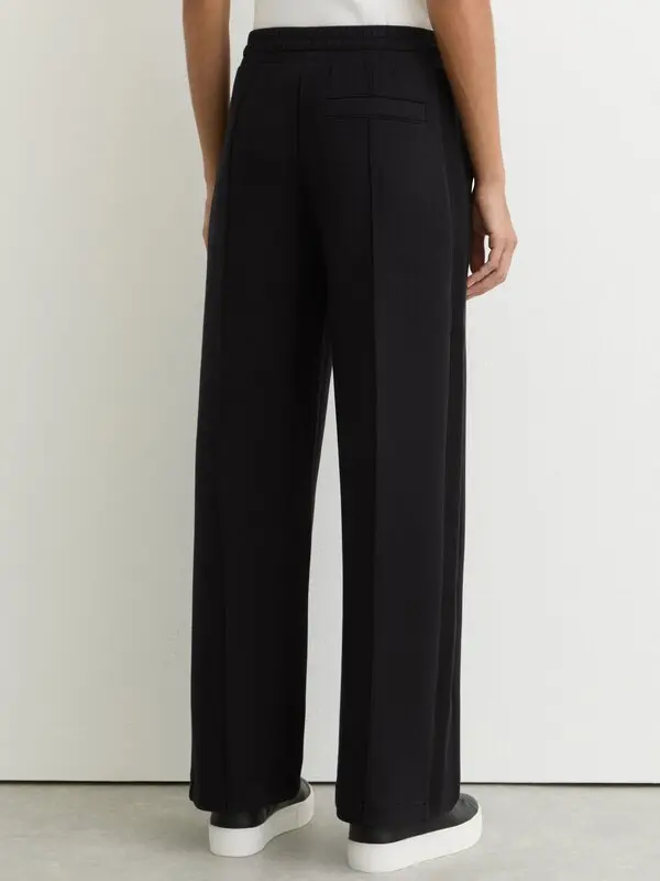 REISS Premium Interlock Wide-leg Joggers - Black