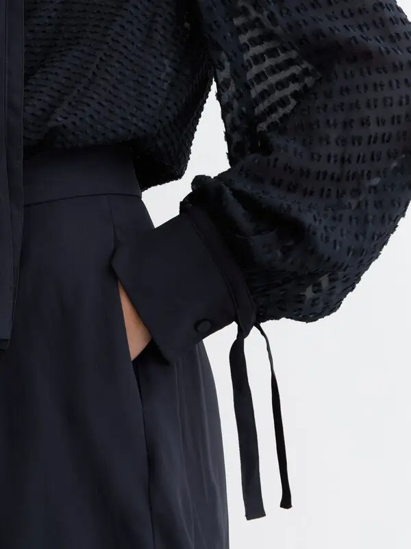 REISS Embroidered Long-sleeve Belted Playsuit