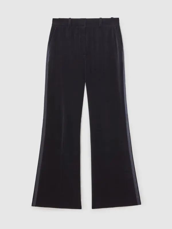 REISS Velvet Satin-stripe Flared Trousers