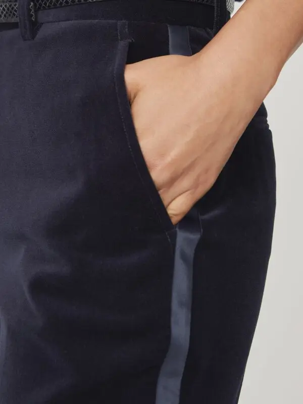 REISS Velvet Satin-stripe Flared Trousers
