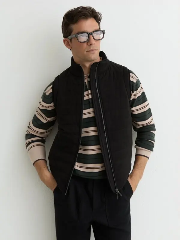 REISS Funnel-neck Quilted Gilet