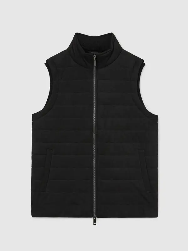 REISS Funnel-neck Quilted Gilet