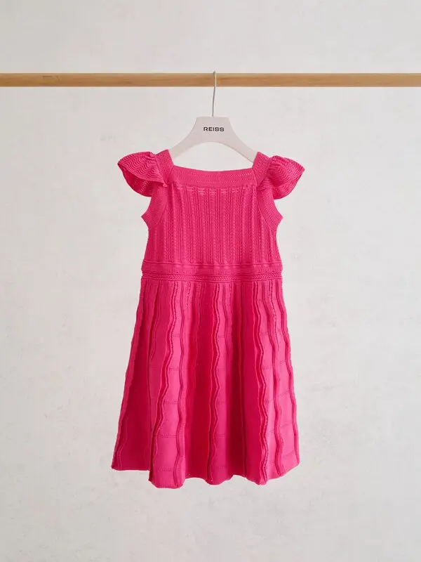 REISS 9-13 Yrs Textured-knit Cap-sleeve Dress