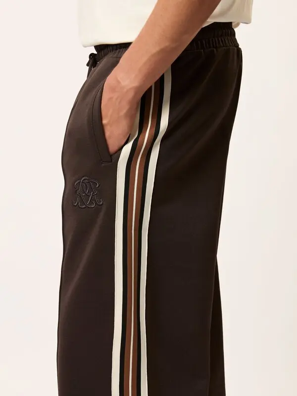 REISS Foster Monogram Cotton Wide-leg Joggers - Brown