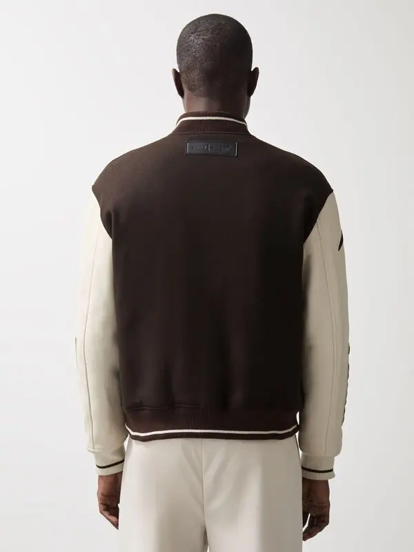 REISS F1 Team Bomber Jacket - Brown/cream