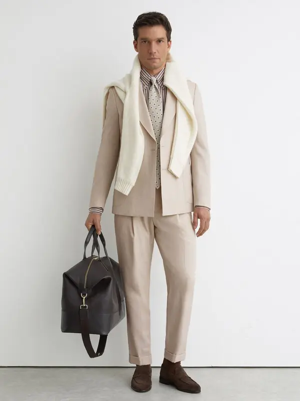 REISS Tapered Fit Side-adjuster Suit Trousers With Wool