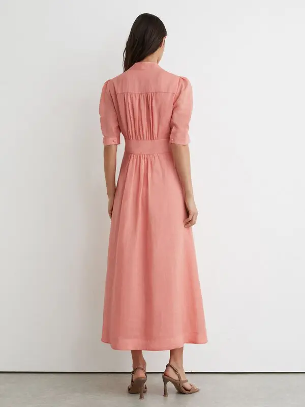REISS Short-sleeve Waisted Midi Dress