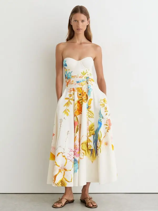 REISS X Nybg Printed Bustier Midi Dress