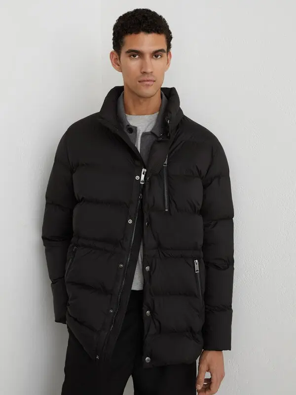 REISS Detachable-hood Quilted Puffer Coat