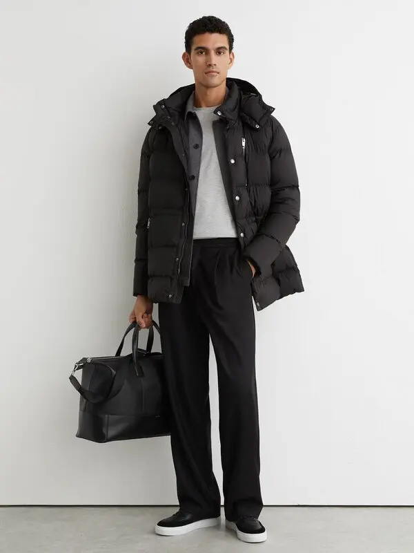 REISS Detachable-hood Quilted Puffer Coat