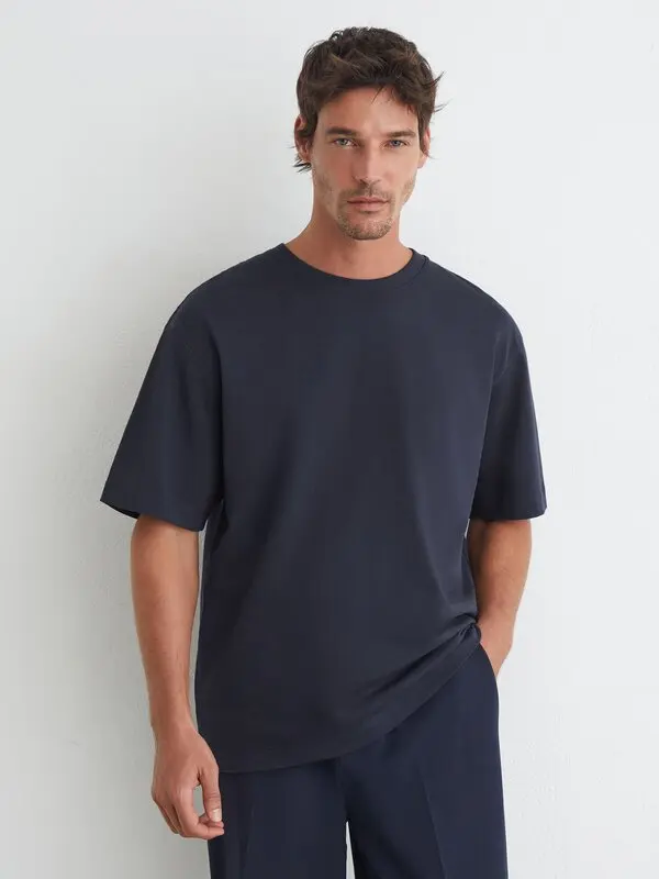REISS Cotton Relaxed-fit T-shirt - Navy
