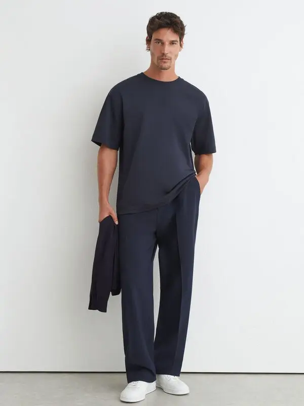 REISS Cotton Relaxed-fit T-shirt - Navy