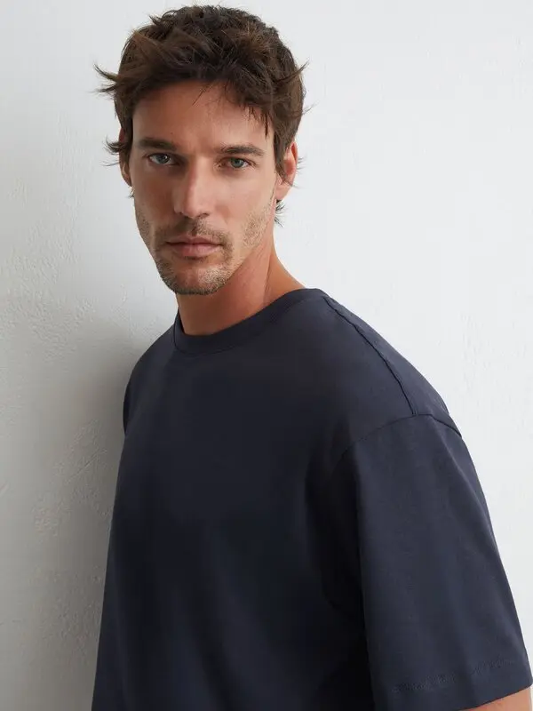 REISS Cotton Relaxed-fit T-shirt - Navy