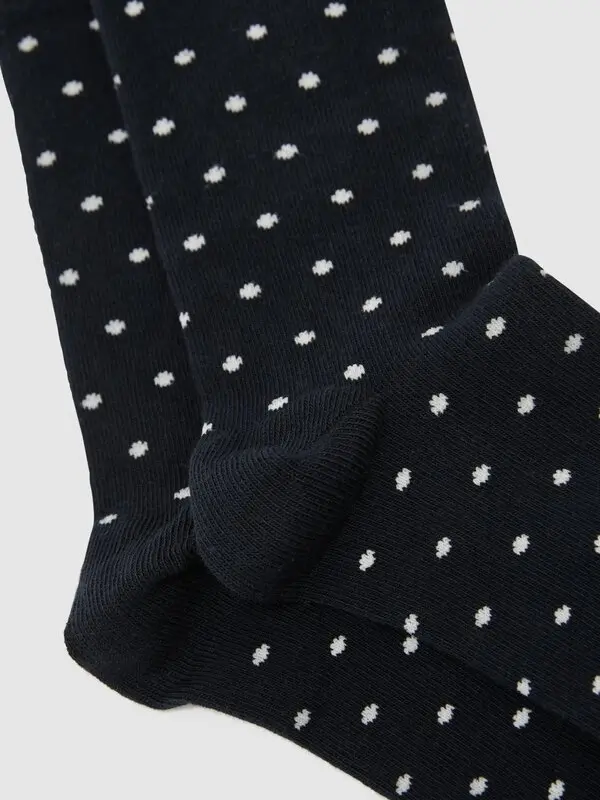 REISS Cotton-blend Polka-dot Socks - Navy