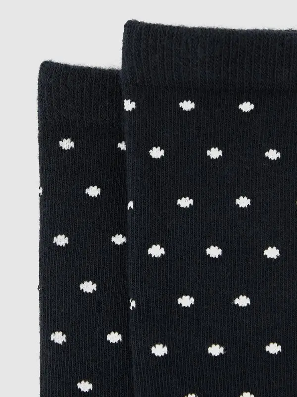 REISS Cotton-blend Polka-dot Socks - Navy