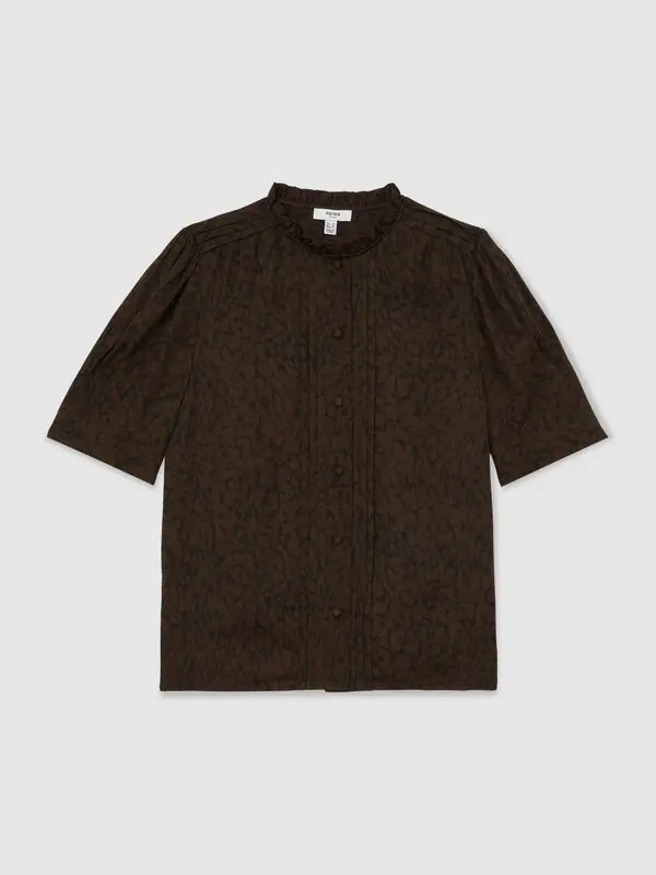 REISS Matte-silk Animal-print Blouse