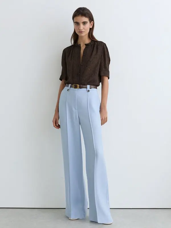 REISS Matte-silk Animal-print Blouse