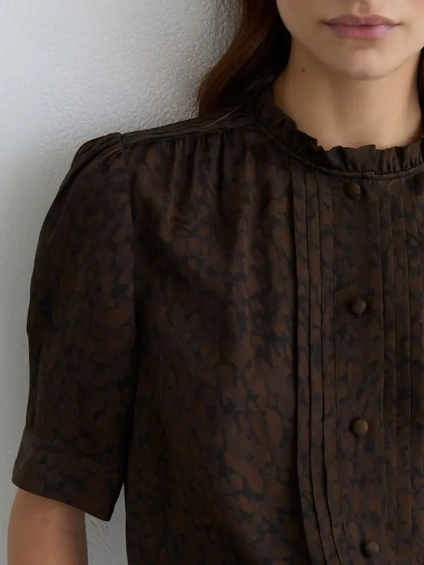 REISS Matte-silk Animal-print Blouse