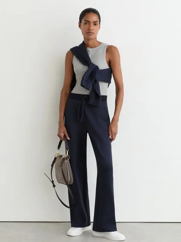 REISS Premium Interlock Wide-leg Joggers