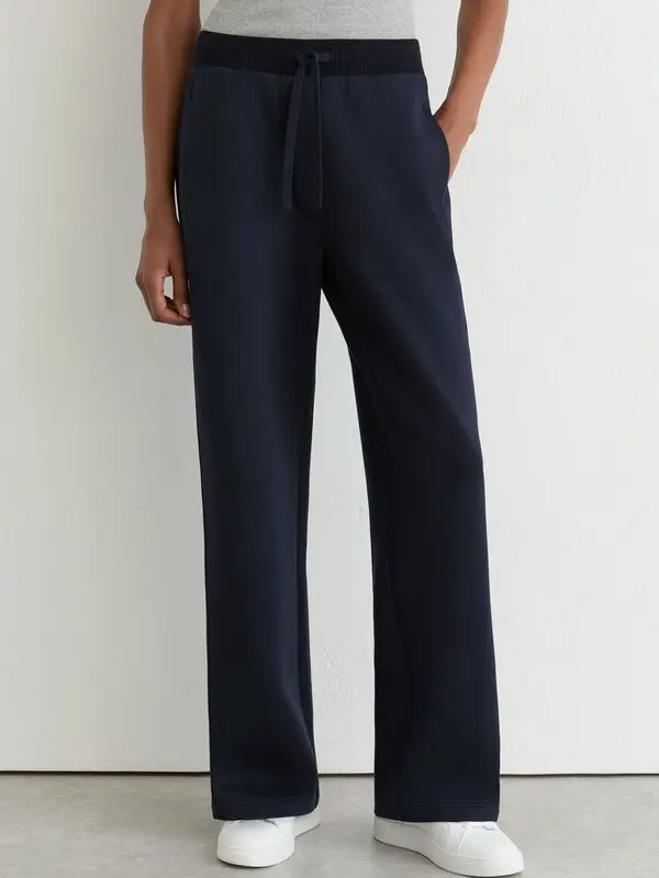 REISS Premium Interlock Wide-leg Joggers