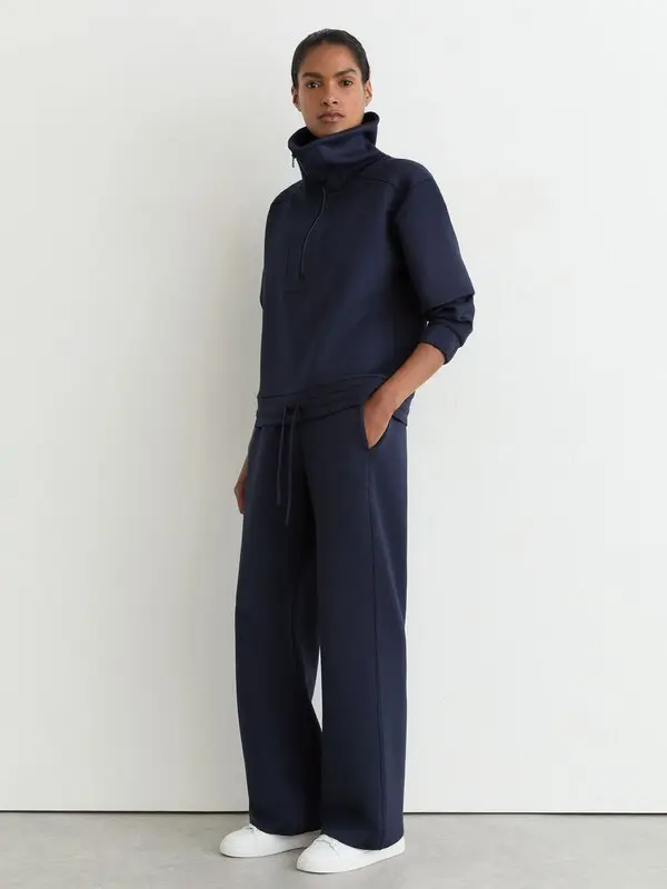 REISS Premium Interlock Wide-leg Joggers