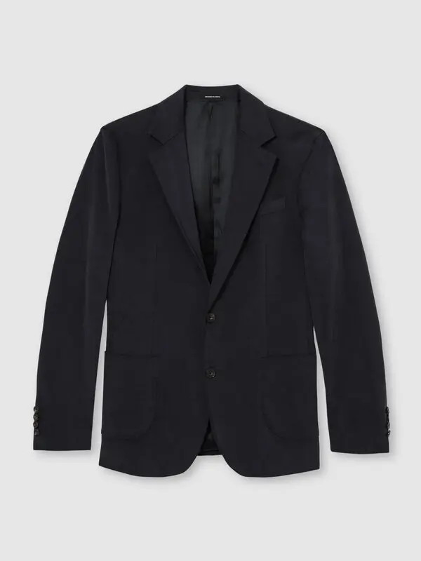 REISS Brushed Twill Single-breasted Blazer Tailored-fit - Navy