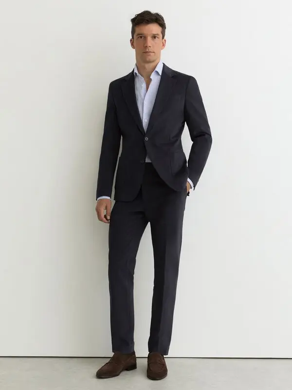 REISS Brushed Twill Single-breasted Blazer Tailored-fit - Navy