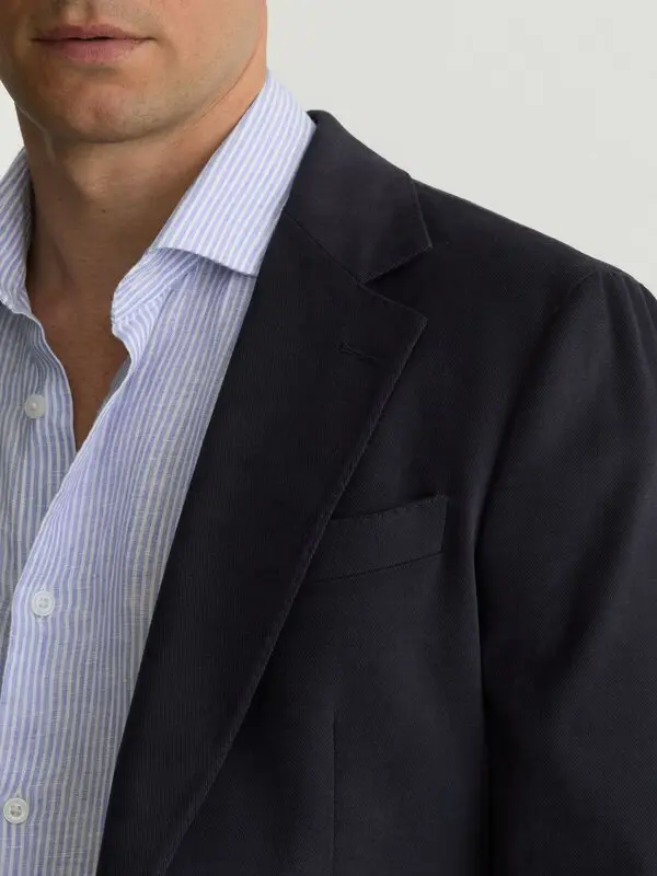 REISS Brushed Twill Single-breasted Blazer Tailored-fit - Navy
