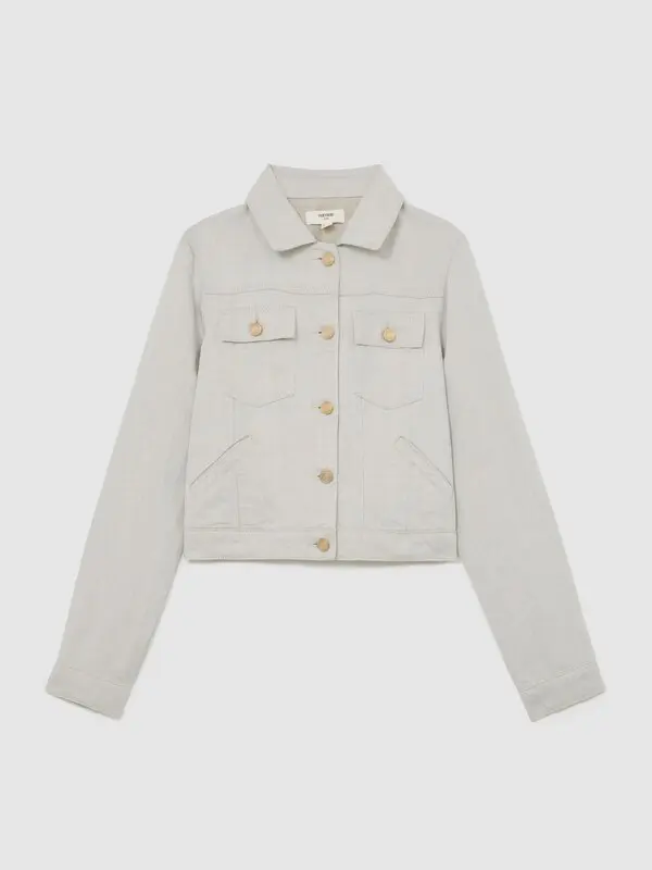 REISS Lyocell-linen Trucker Jacket