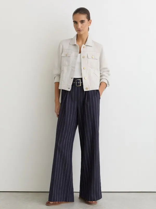 REISS Lyocell-linen Trucker Jacket
