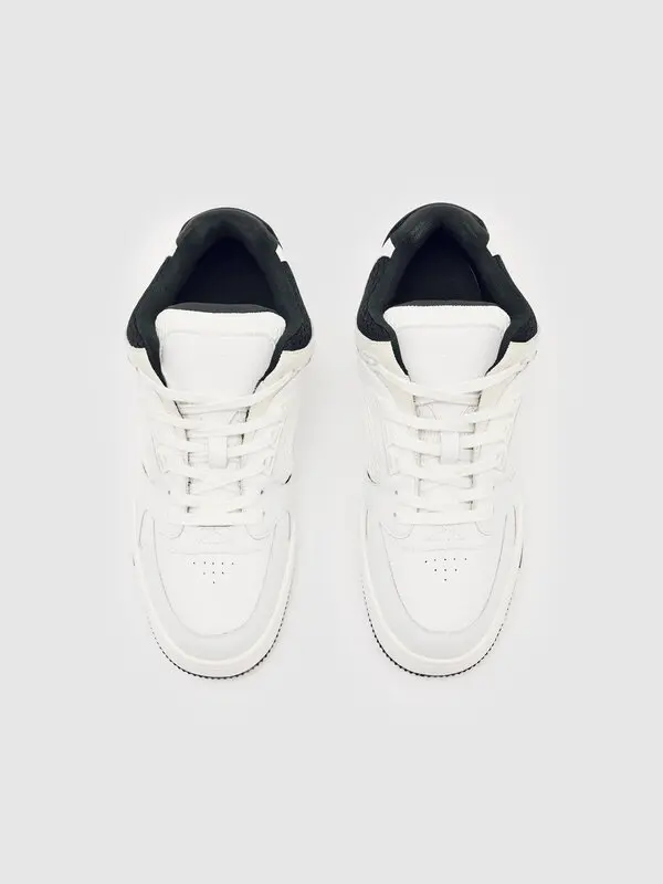 REISS White & Black Bonded-leather Mid-top Skater Trainers