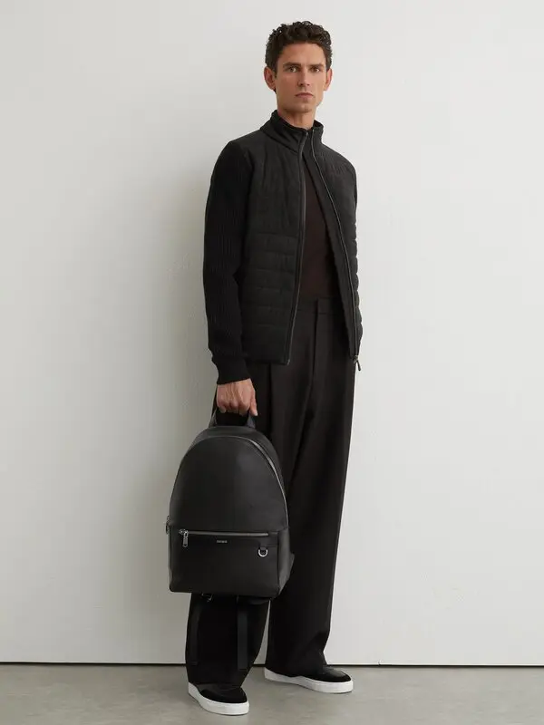 REISS Quilted Hybrid Zip-through Jacket