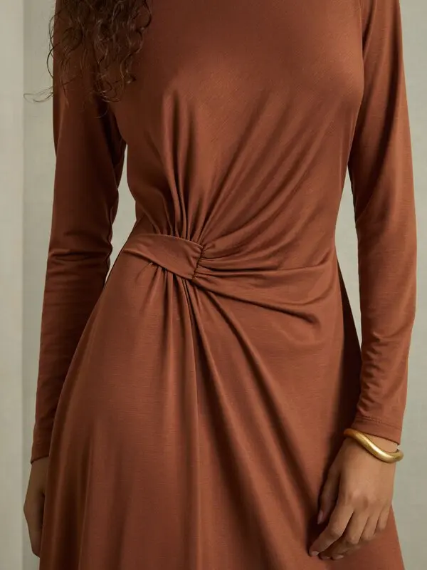 REISS Draped Jersey Midi Dress