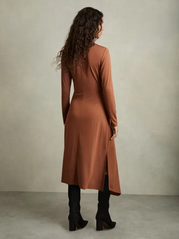 REISS Draped Jersey Midi Dress