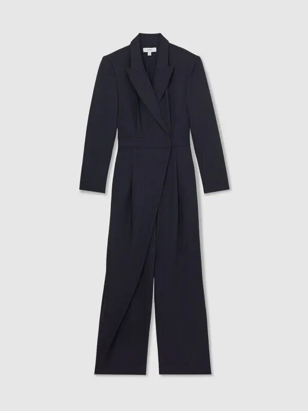 REISS Pinstripe Tailored Wide-leg Jumpsuit With Wool