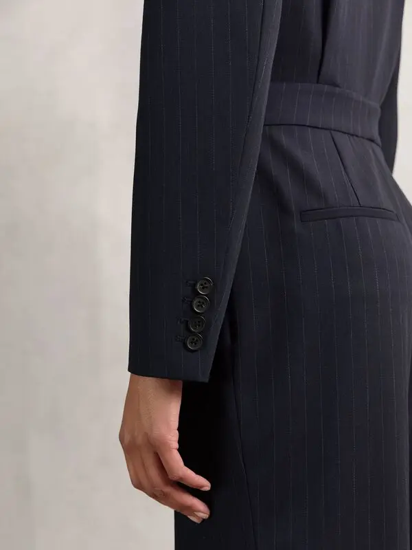 REISS Pinstripe Tailored Wide-leg Jumpsuit With Wool