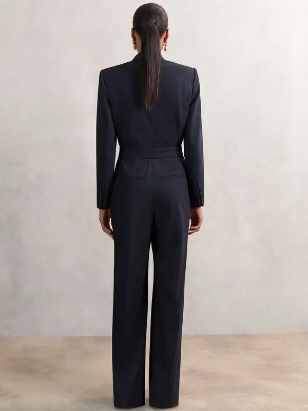 REISS Pinstripe Tailored Wide-leg Jumpsuit With Wool