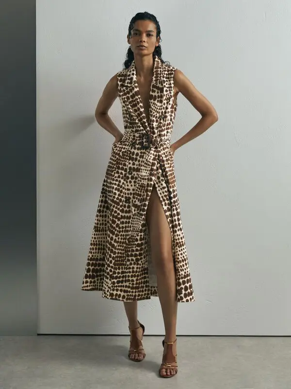 ATELIER Cotton Animal-print Tailored Dress - Brown