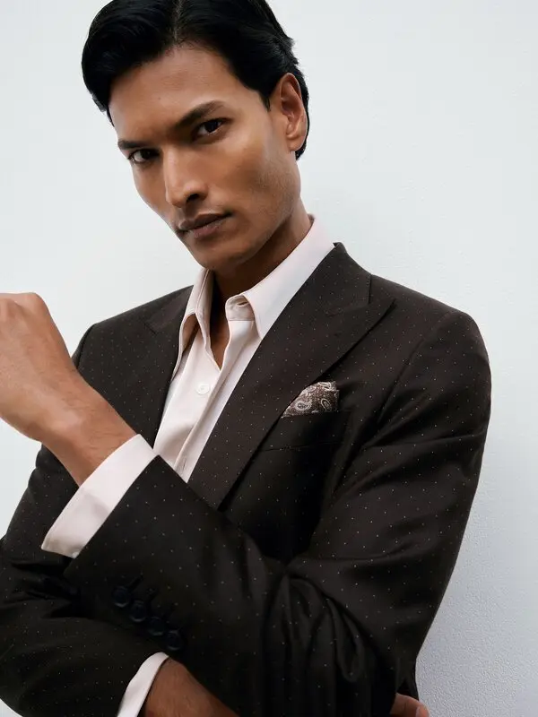 REISS Single-breasted Polka-dot Blazer Classic-fit Wool-blend
