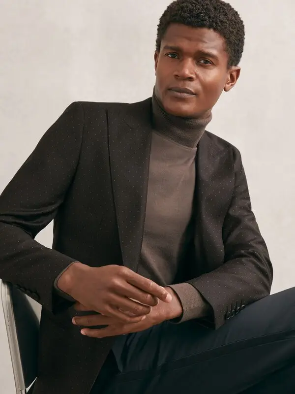 REISS Single-breasted Polka-dot Blazer Classic-fit Wool-blend