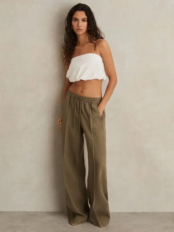 REISS Cotton-blend Bandeau Puffball Top