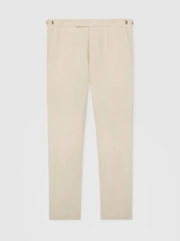 REISS Tailored Fit Linen-twill Classic-fit Suit Trousers - Stone