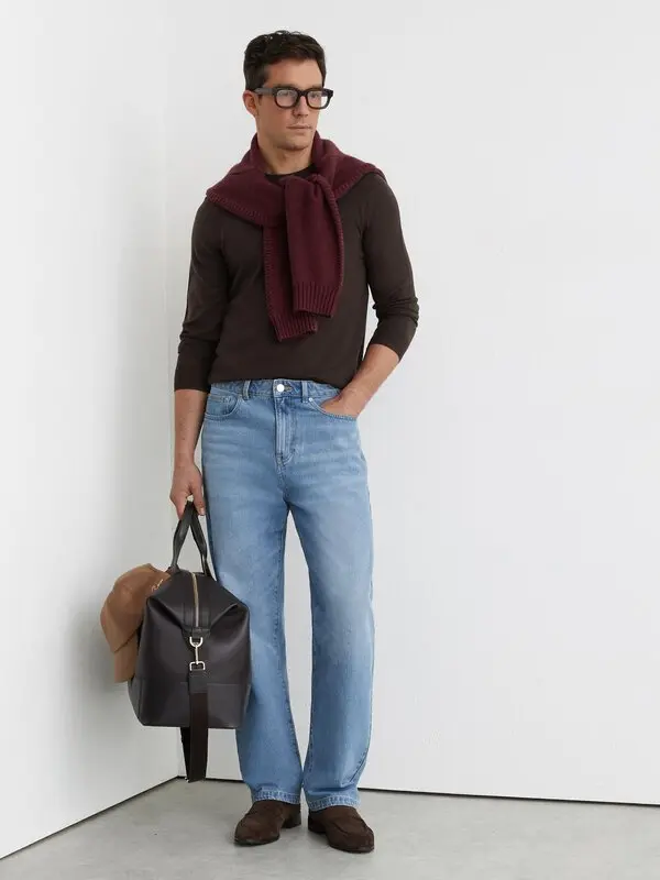 REISS Wool Crew Neck Jumper - Dark Brown