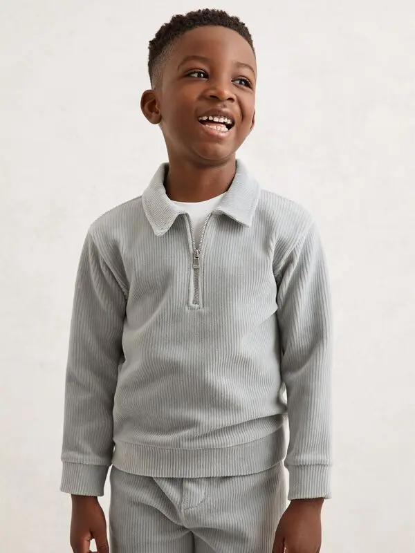 REISS 9-13 Yrs Corduroy Half-zip Polo Shirt