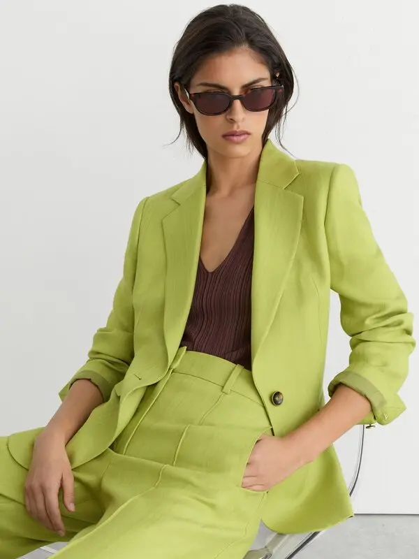 REISS Textured-weave Single-breasted Suit Blazer