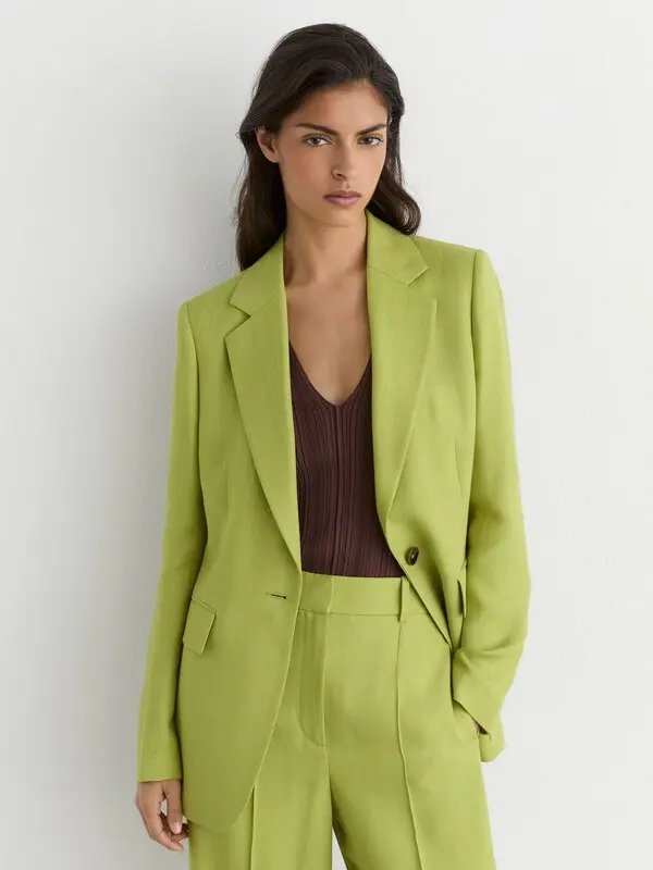 REISS Textured-weave Single-breasted Suit Blazer