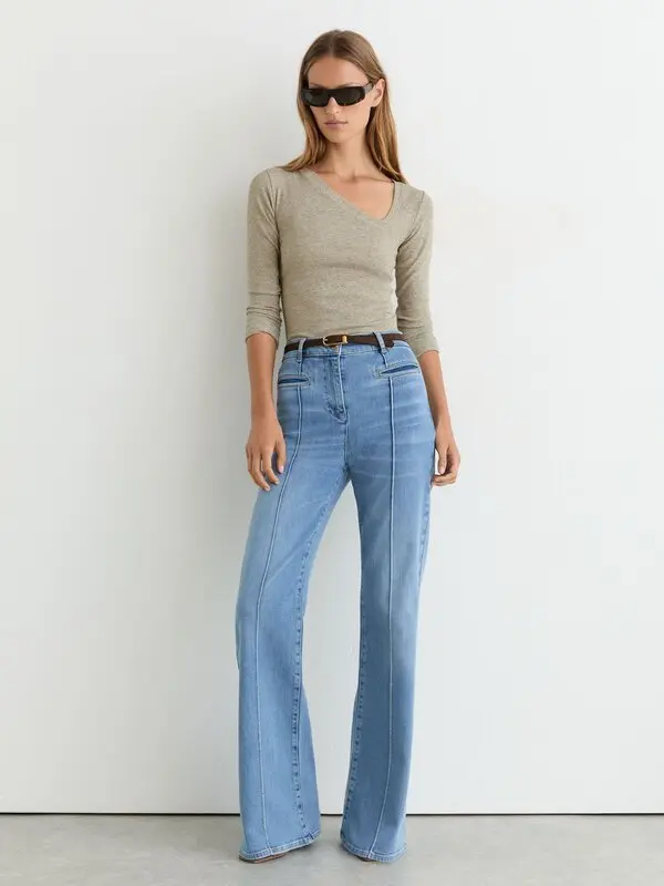 REISS Asymmetric Metallic Long-sleeve Top
