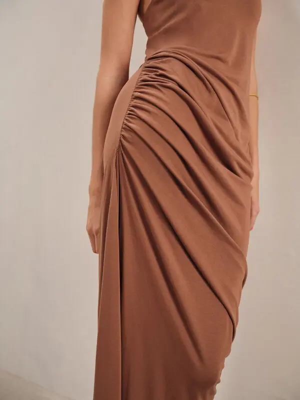 REISS Ruched Jersey Midi Dress