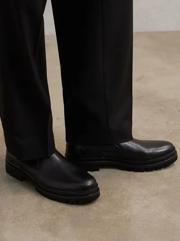 REISS Leather Chelsea Boots - Black