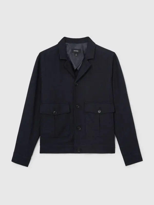 REISS Textured Hopsack Flap-pocket Jacket